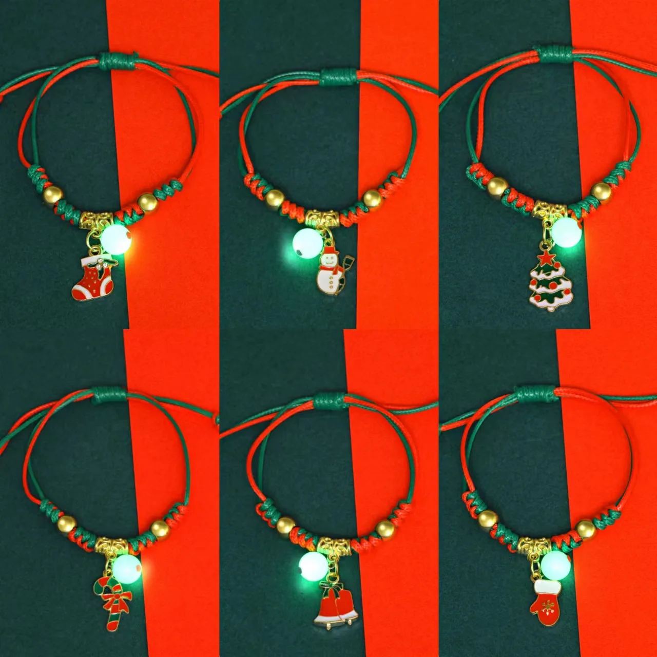 Pulsera-luminosa-tejida-a-mano-para-Navidad-brazalete-colorido-de-Pap ...