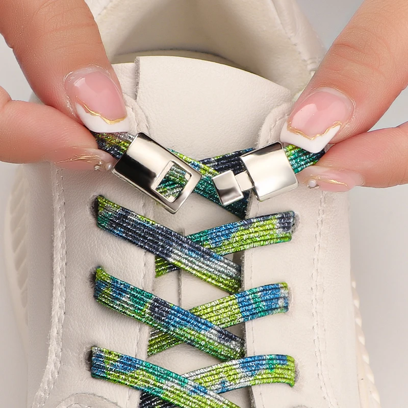 1Pair-Elastic-Laces-Sneakers-Cross-buckle-No-Tie-Shoelaces-Adults-Kids ...