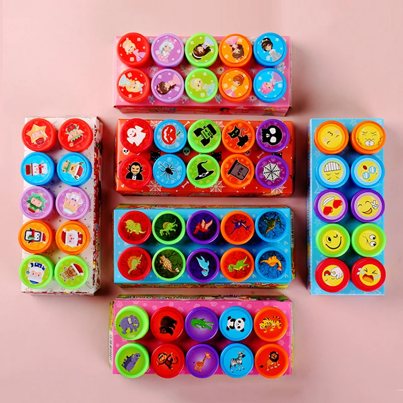 Round Stamp Set para crianças, selo infantil, presente da escola, 10pcs ...