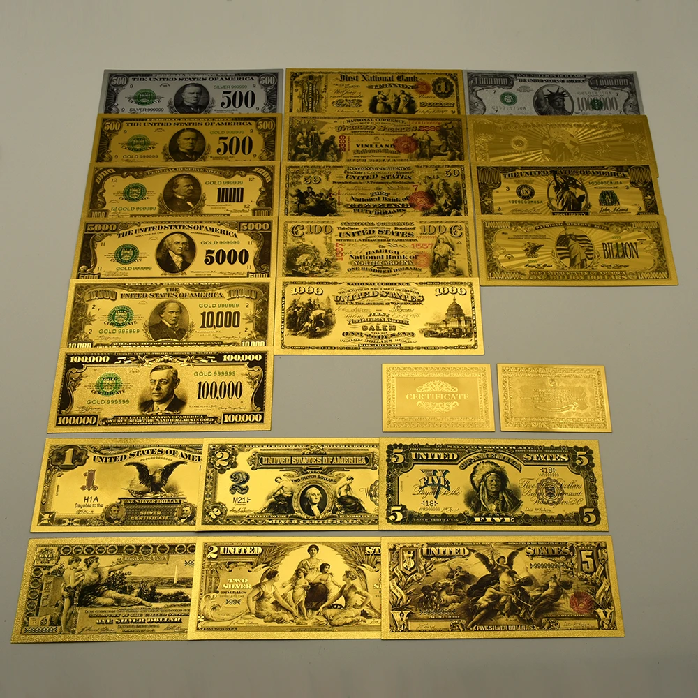 100-Designs-US-Gold-Plated-Banknotes-Coleccion-Notes-Art-Collection ...