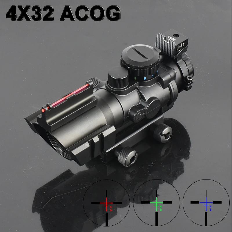 ACOG 4X32 Real Fiber Optics Red Dot Illuminated Glass Etched Reticle ...