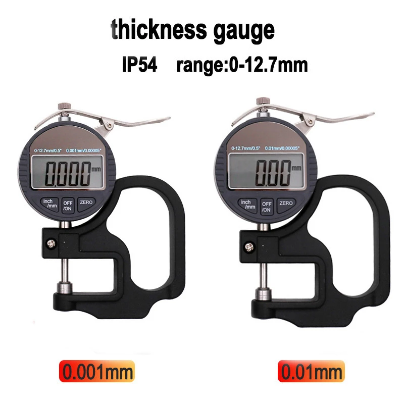 Digital Thickness Gauge Meter 0-12.7mm 0.001mm Electronic Micrometer ...