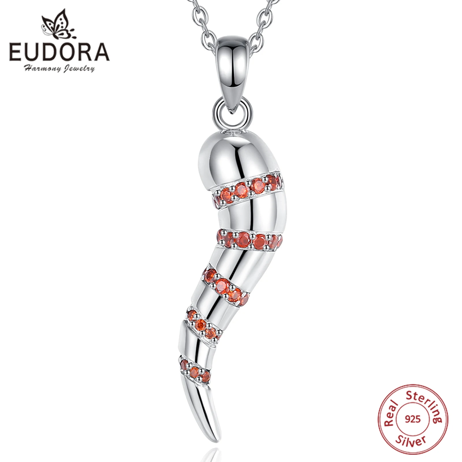 Eudora 925 Sterling Silver Italian Horn Necklace for Women Men Good ...