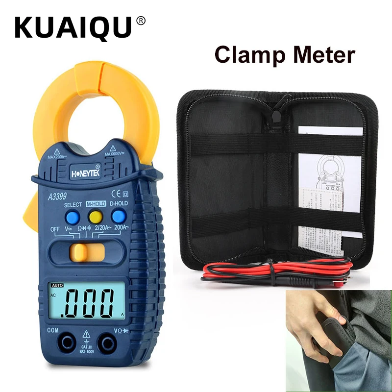 Portable Mini Digital Clamp Meter Multimeter A3399 MT87 With ...