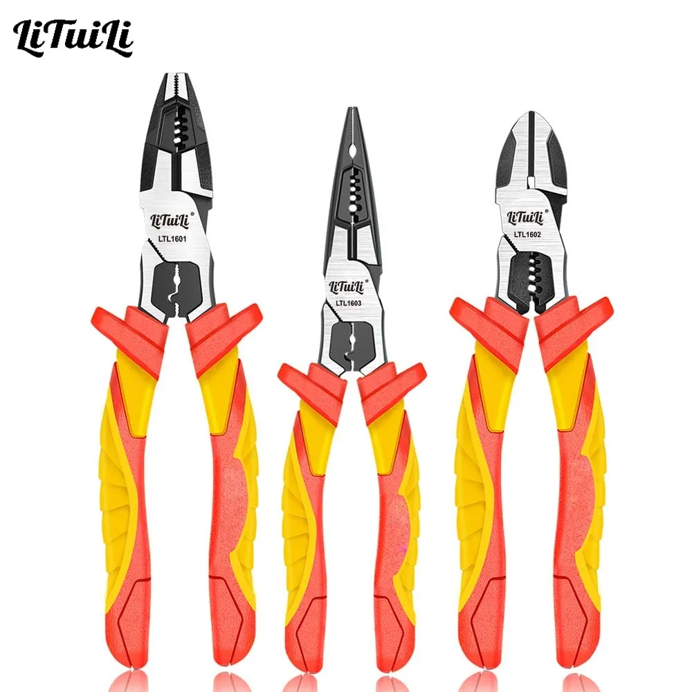 LiTuiLi VDE Pliers 8 Inch Isolated Wire Stripper Cr-V Wire Cutter Professional Electrician Tool ...