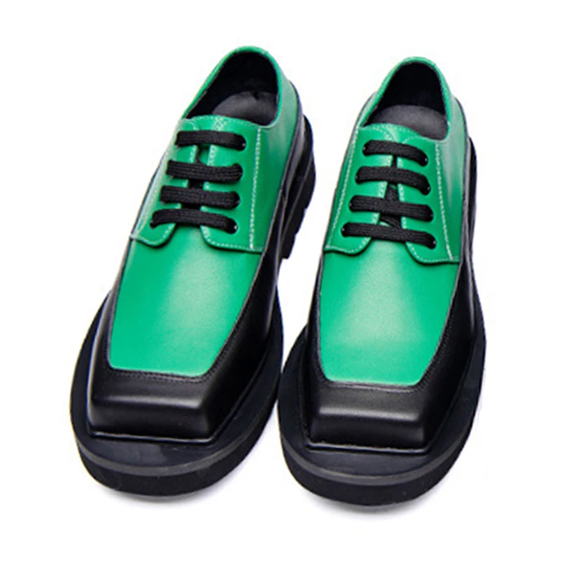 Square-Toe-Men-Casual-Shoes-Genuine-Leather-High-Quality-Thick-Sole ...