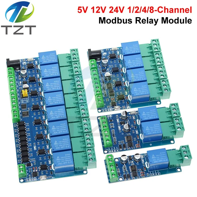 Modbus-RTU Relay Module 1/2/4/8 Channels 10A 5V 12V 24V Switch Input ...