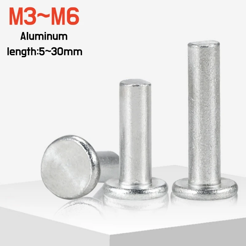20-100pcs-M3-M4-M5-M6-Round-Flat-Head-Solid-Percussion-Rivets-Aluminium ...