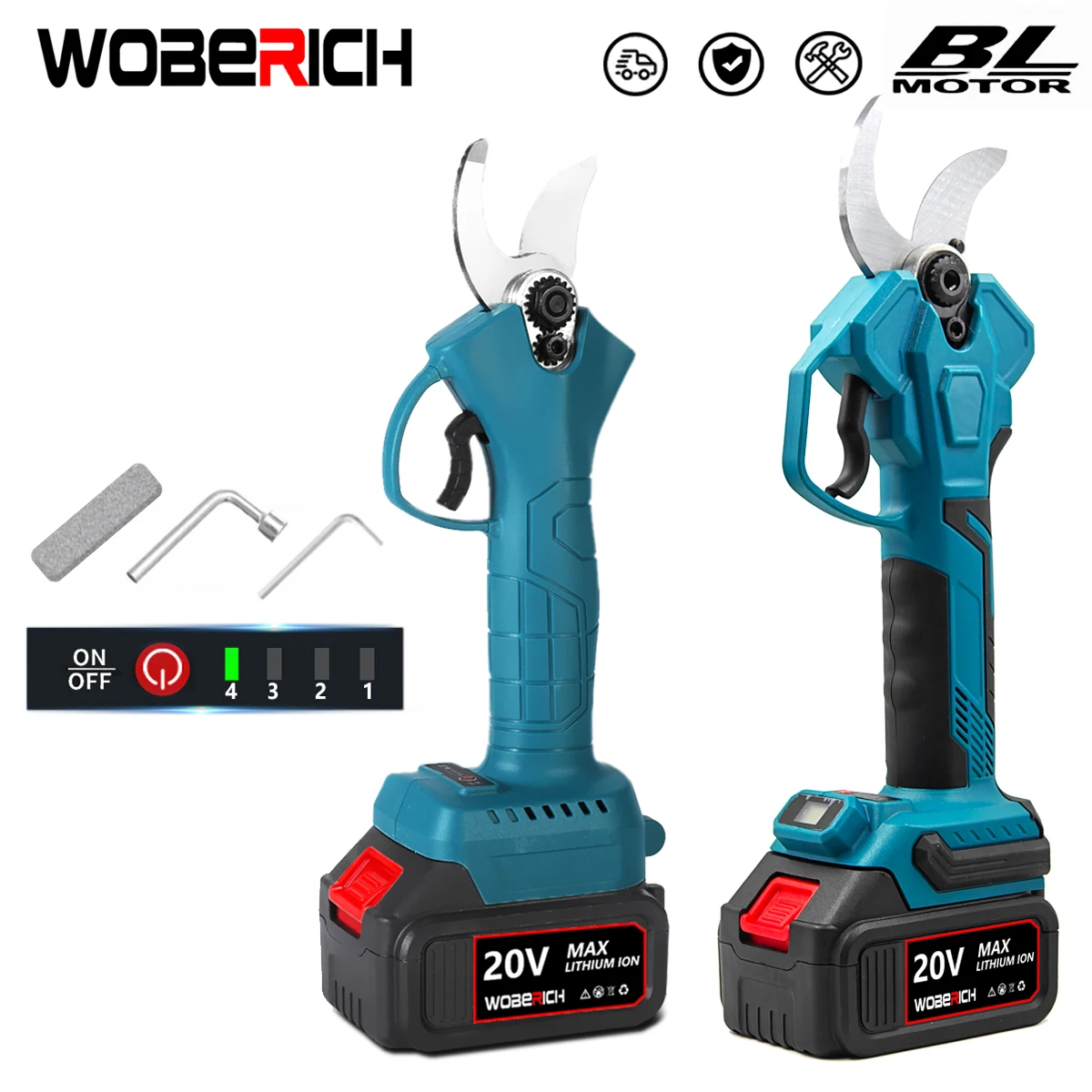 4-Gear-Brushless-Cordless-Pruner-Shear-25mm-40cm-Fruit-Tree-Bonsai ...