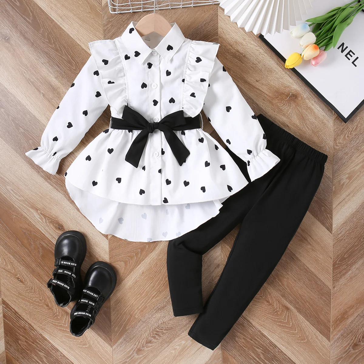 2024 Children's Fall New Girls Fashion Long Shirt Dress + Pant Set with ...