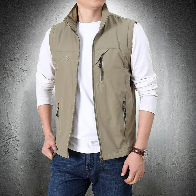 Summer Thin Vest Jacket Men Outdoor Casual Clothes Lightweight Short ...