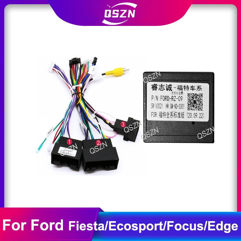 16 pin Android Wiring Harness Power Cable Adapter with Canbus Box Ford ...