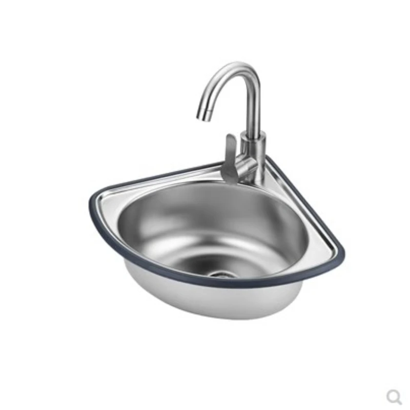 Stainless Steel Triangle Basin Corner Wall-mounted Kitchen Vegetable ...