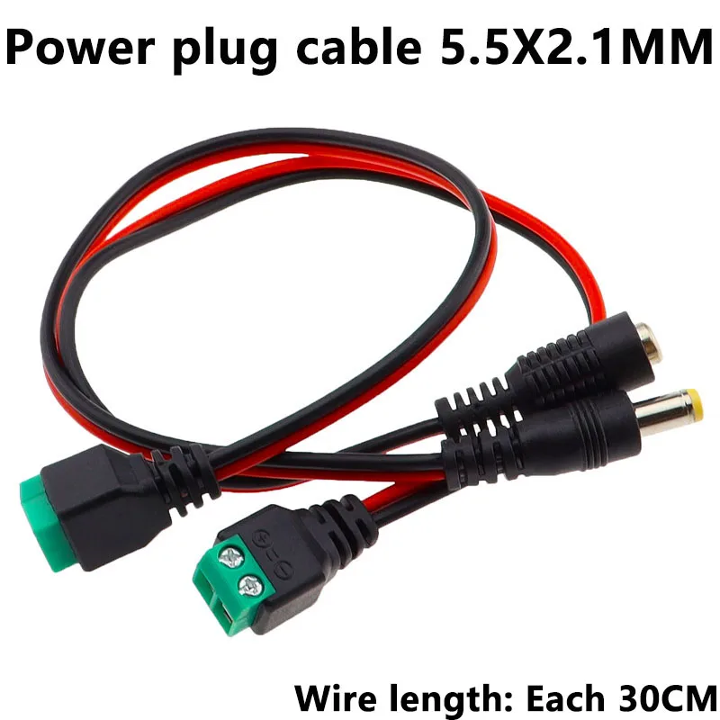 1Set-30CM-wire-green-Male-Female-12V-2-1x5-5MM-DC-Power-Jack-Plug-Audio ...