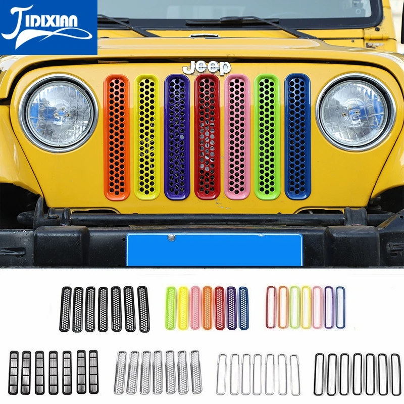 JIDIXIAN-Car-Front-Mesh-Grille-Cover-Decoration-for-Jeep-Wrangler-TJ ...