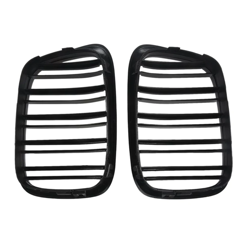 Glossy-Black-Front-Hood-Kidney-Grille-Grill-Dual-Line-For-BMW-E39-5 ...