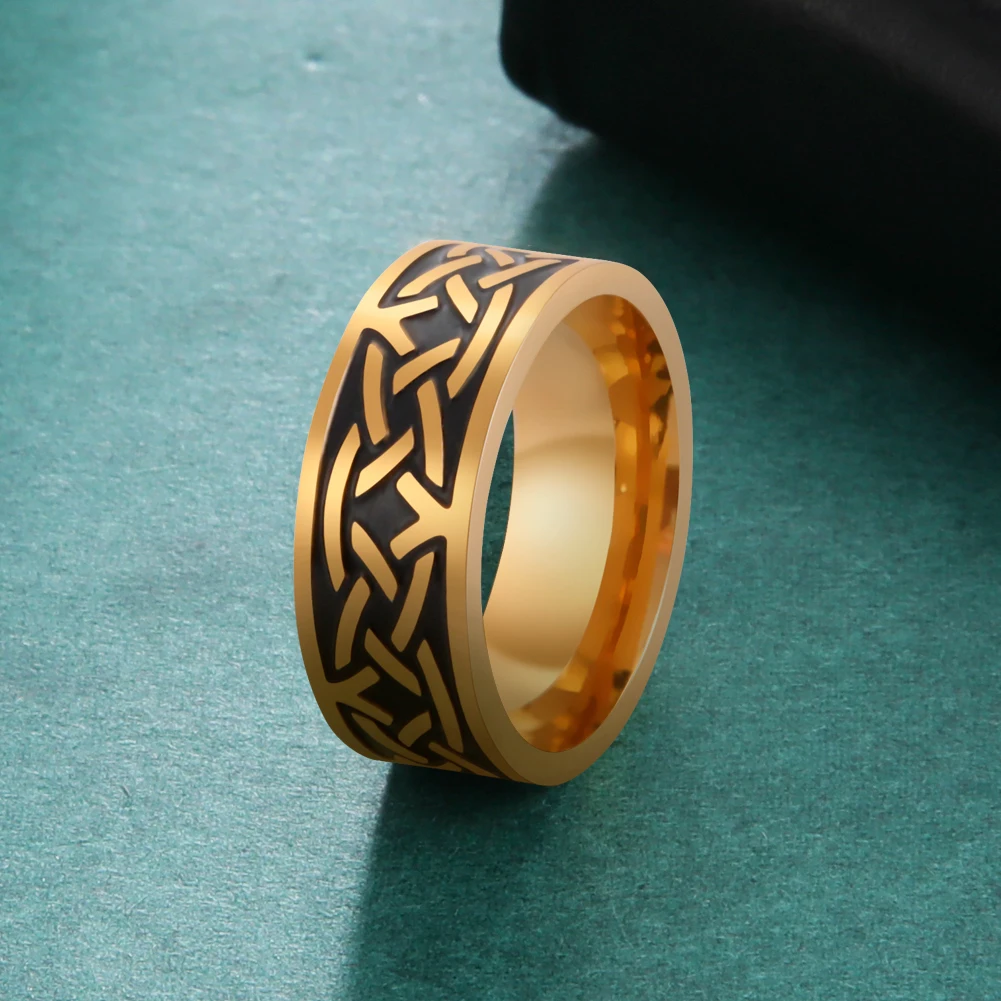8MM-Men-Fashion-Ring-Stainless-Steel-Rings-Staggered-Arc-Pattern-Viking ...