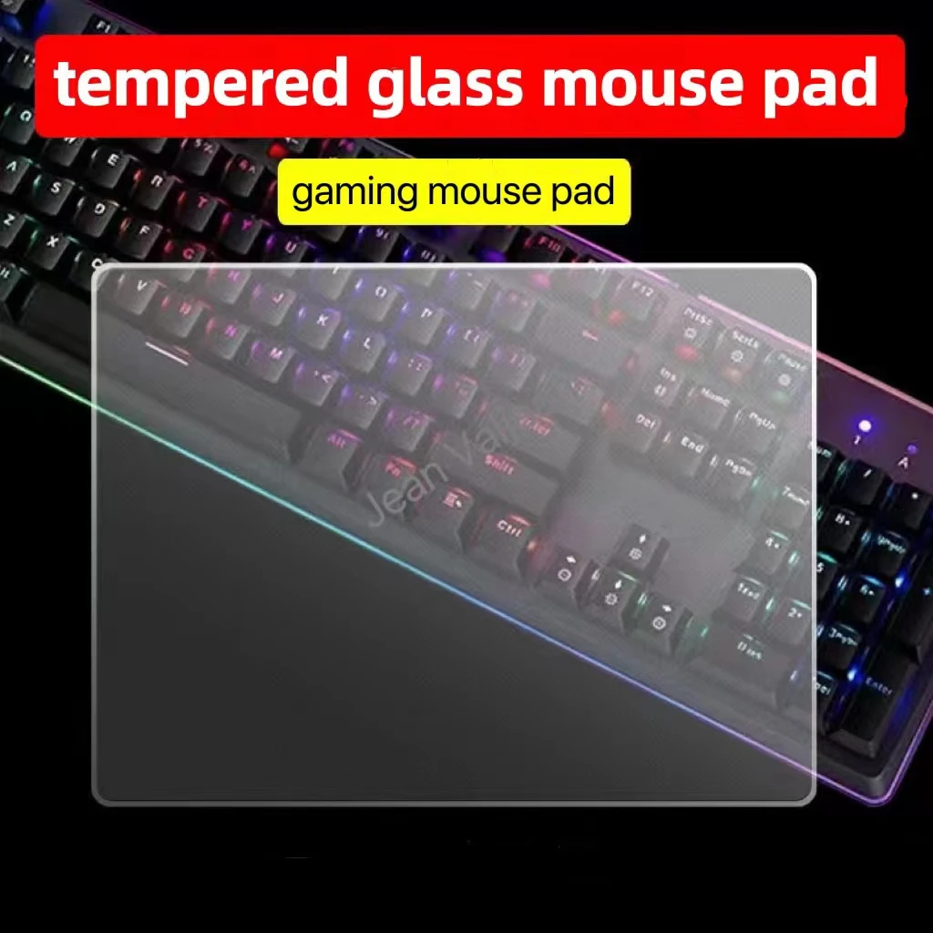 Tempered Glass Mouse Pad Game Mice Pad Transparent Mute Desk Anti-slip ...