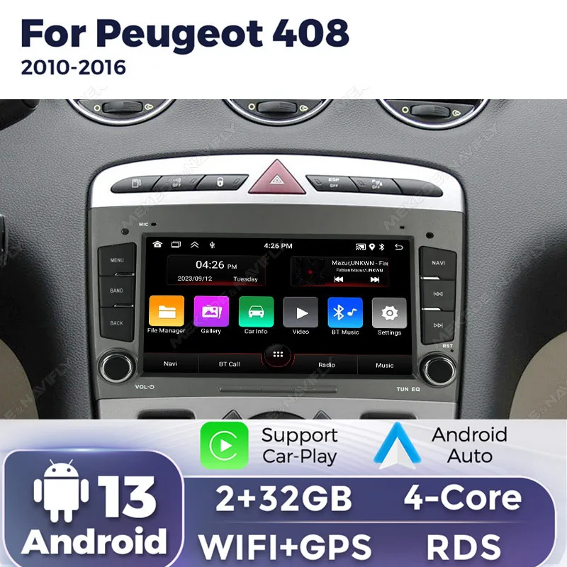 Autoradio pour Peugeot 308 308SW 408 T7 2007 2008 2009 2010 2011 2012 ...
