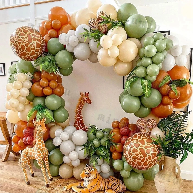 Safari Baby Shower Balloon Decorations | Latex Balloon Garland Arch Kit ...