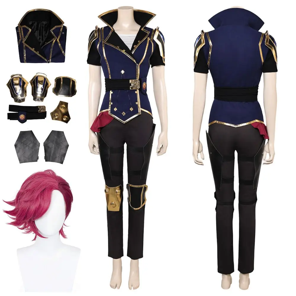 Arcane-Vi-LOL-Cosplay-Fantasia-Costume-Disguise-for-Women-Uniform-Wig ...