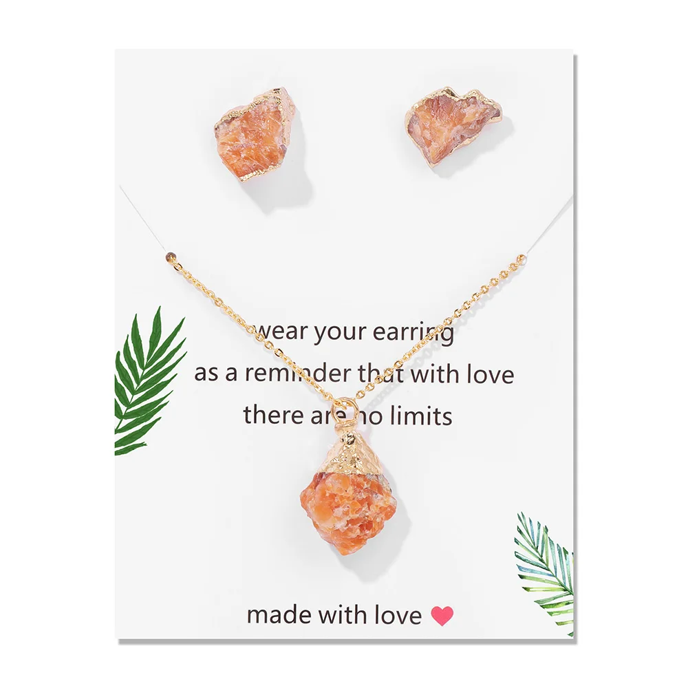 Energy-Sunstone-collar-con-colgante-en-bruto-para-mujer-y-ni-a-conjunto ...