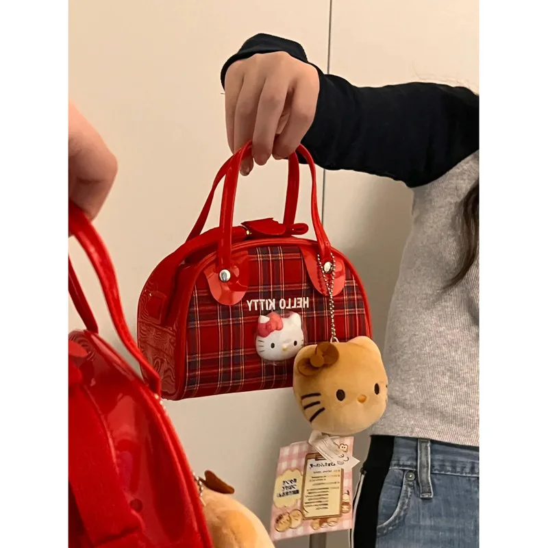 Kawaii-Sanrio-Hello-Kitty-Red-Plaid-Shoulder-Bag-Vintage-Y2k-Style-Cute ...