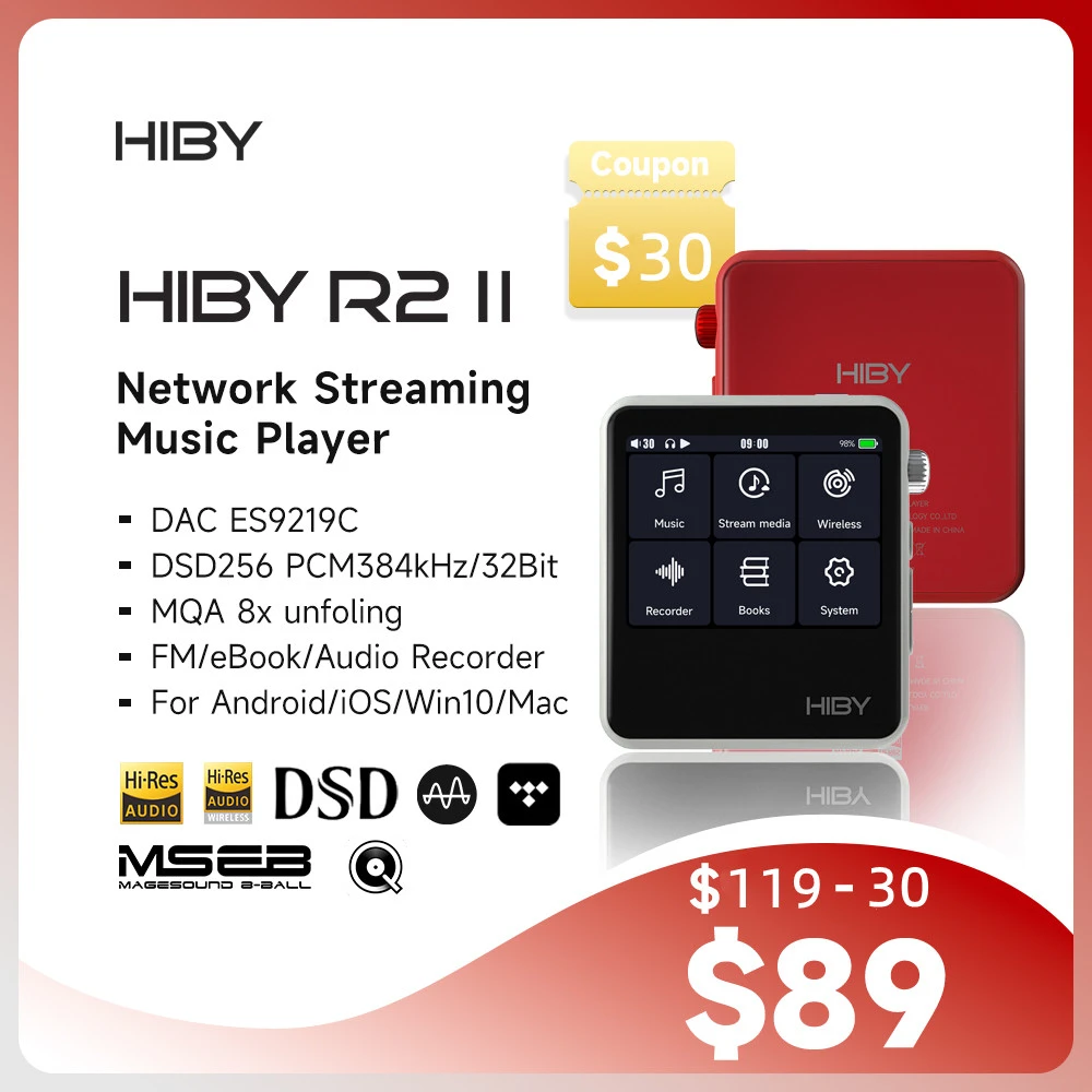 HiBy R2 II / R2 GEN 2 네트워크 스트리밍 음악 플레이어 USB DAC 오디오, HiFi WiFi MQA LDAC ...
