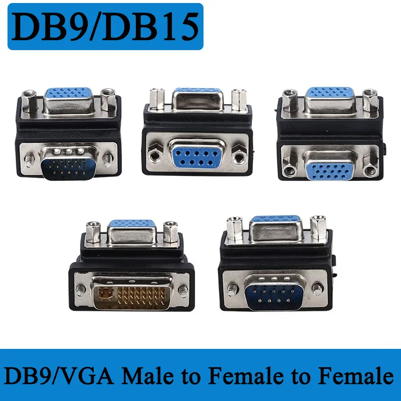 HD DB9 DB15 Male and Female Elbow VGA 15 Pin 9Pin Male to Female to ...