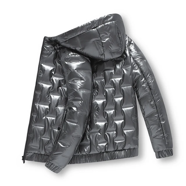 2022 Autumn Bubble Padded Clothes Winter Jackets Men Bright Parka Thickened Warm Silver ...