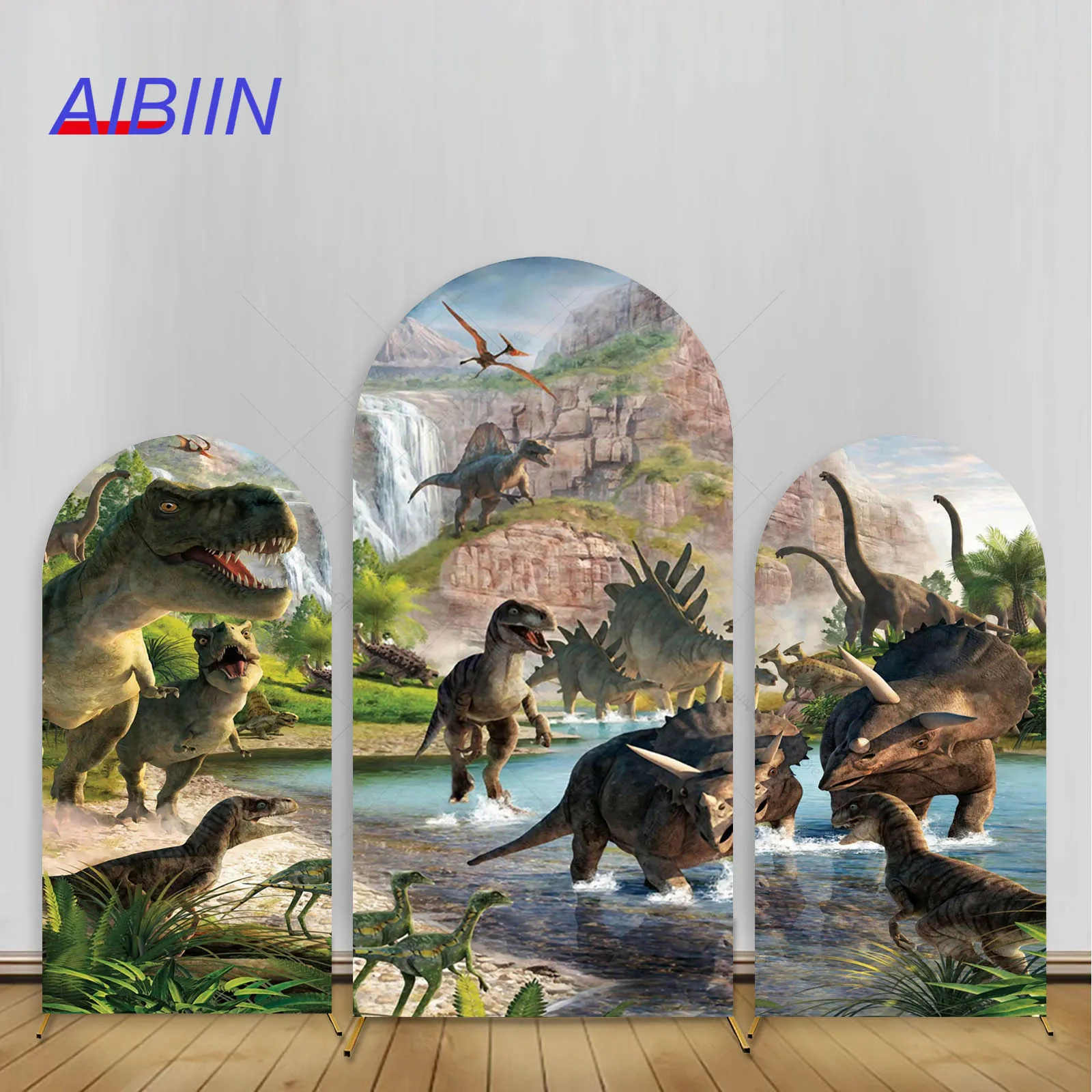 Realistic Dinosaur Arch Backdrop Cover Jungle Animal Forest Birthday ...