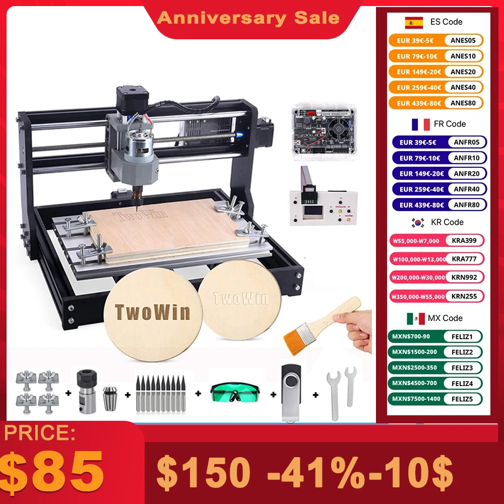 CNC 3018 Pro Laser Engraver Wood Router GRBL ER11 DIY Mini Engraving ...