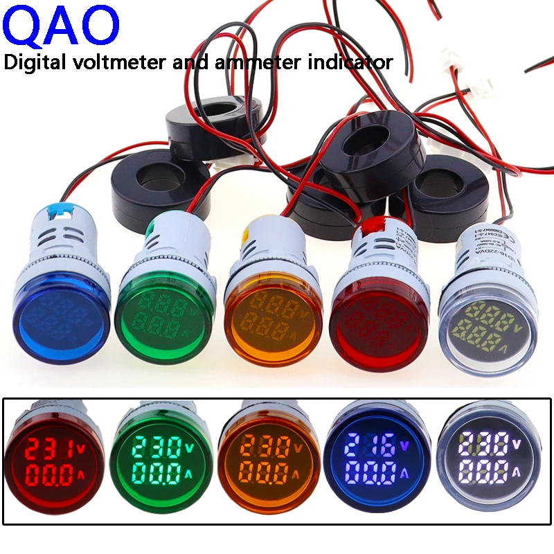 22mm-AD16-22DVA-Round-LED-Dual-Display-Volt-Ampermeter-Voltmeter-60 ...