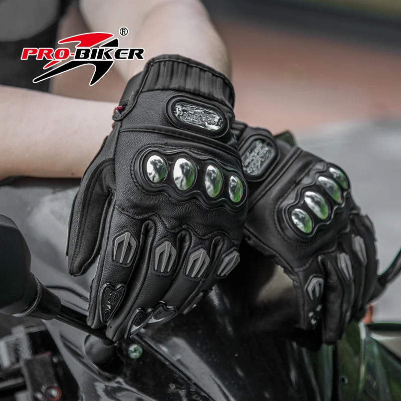 PRO-BIKER-MCS-06-Genuine-Leather-Sheepskin-Motorcycle-Gloves-All-Finger-Stainless-Steel ...