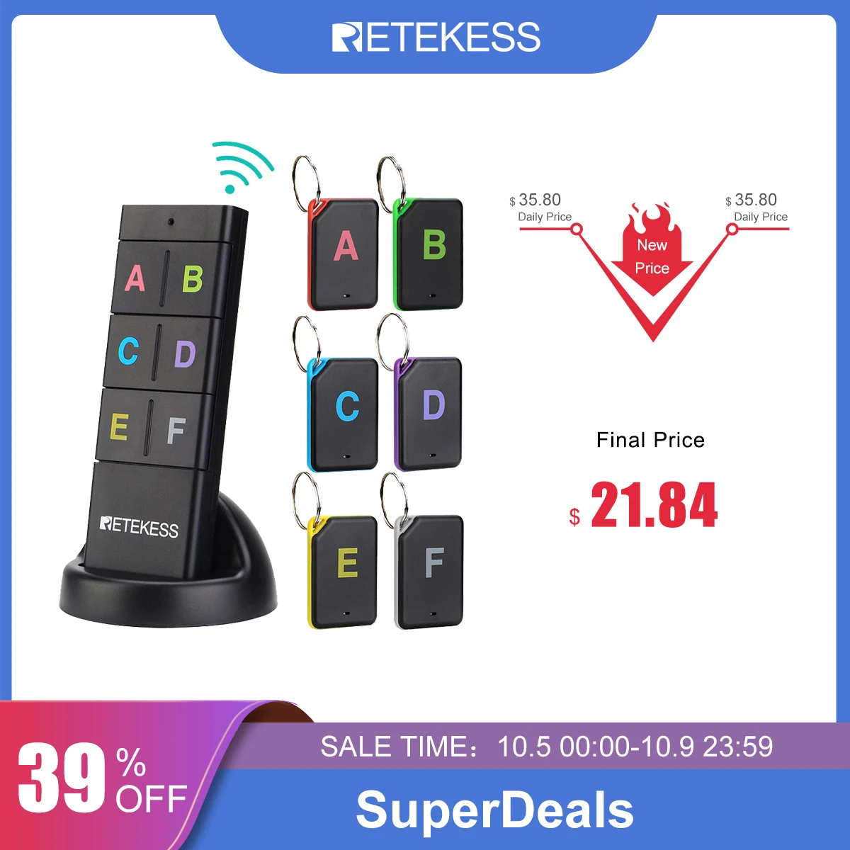 Retekess Th104 Wireless Key Finder Rf Key Locator Pet Tracker Wallet ...