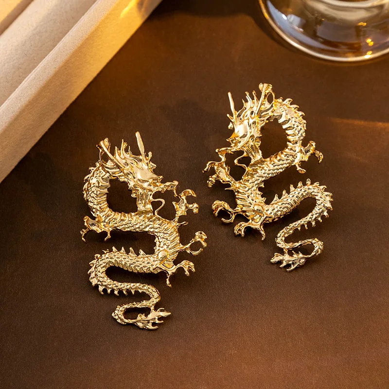 XIALUOKE-Chinese-Style-Asymmetrical-Dragon-Shape-Stud-Earrings-For ...
