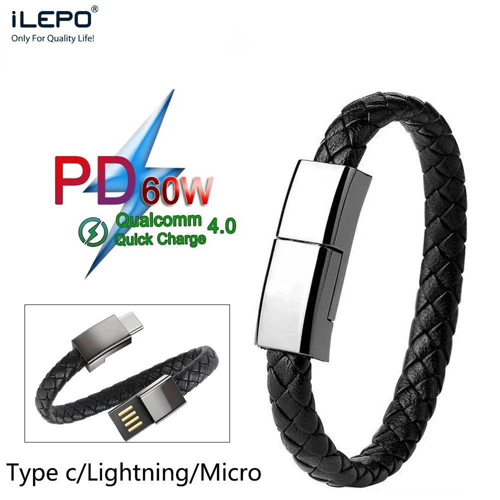 USB Charging Bracelet Cable, Fashion Double Braided Wrist High Speed ...