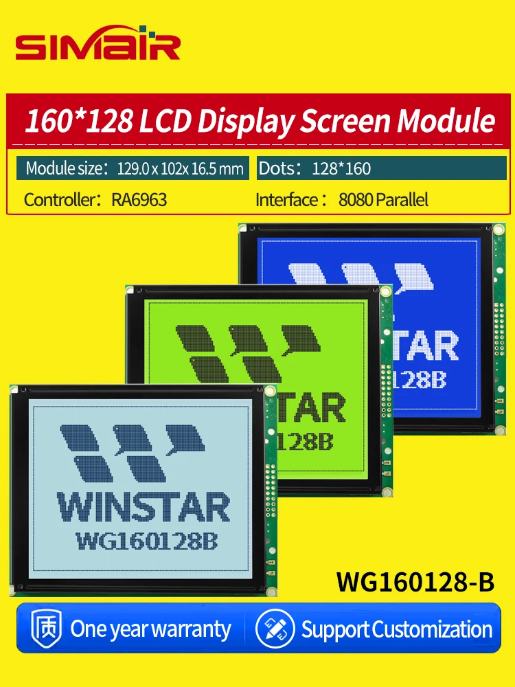 Winstar WG160128B 블루 그레이 블랙 8080 인터페이스 160128, 160x128 LCD 디스플레이 화면 모듈 ...