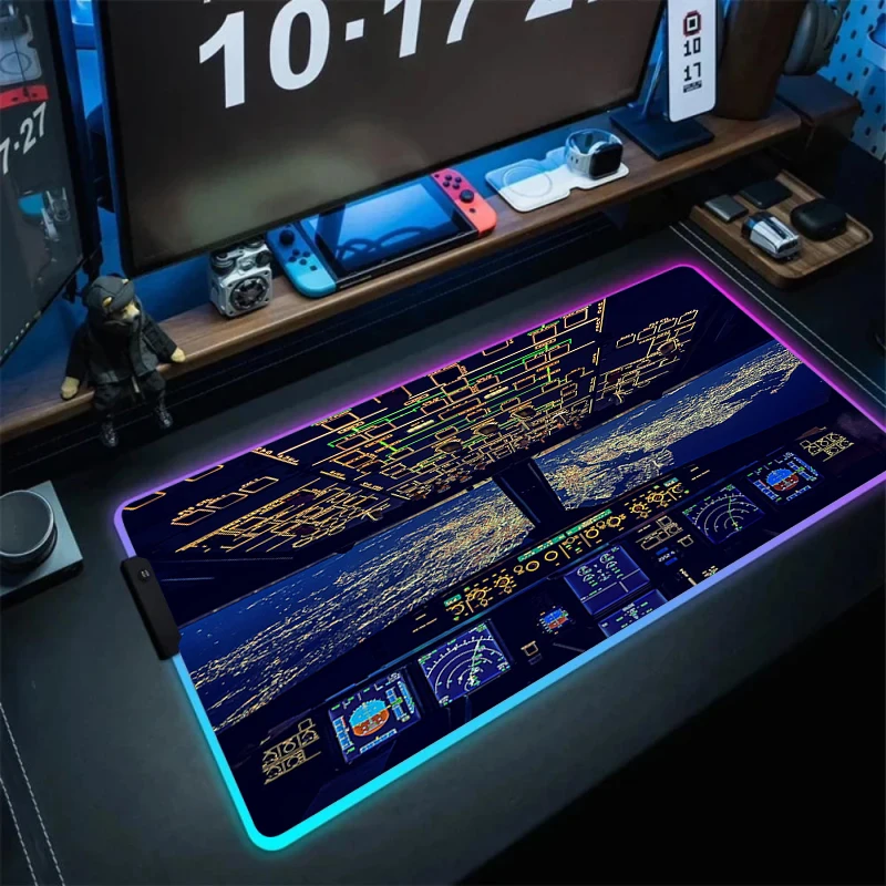 Gamer-Mousepad-Aircraft-Cockpit-Pad-Mouse-Mat-RGB-LED-Game-Mats-Office ...