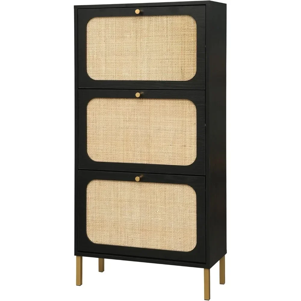 Natural-Rattan-Shoe-Cabinet-with-4-Flip-Drawers-hoe-Rack-Storage ...