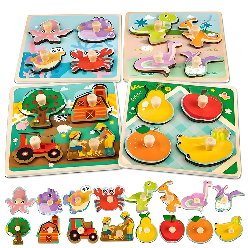 Peg Puzzle Parent-children Interactive Knob Puzzle Toys Early ...