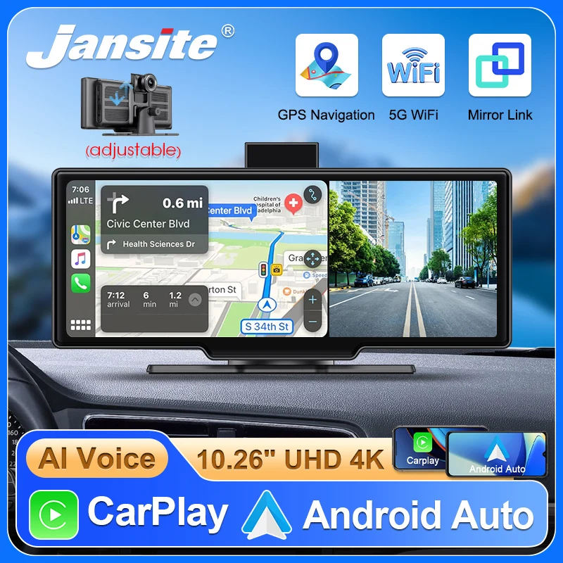 Jansite-10-26-4K-Dash-Cam-Wireless-Carplay-Android-Auto-Car-DVR ...