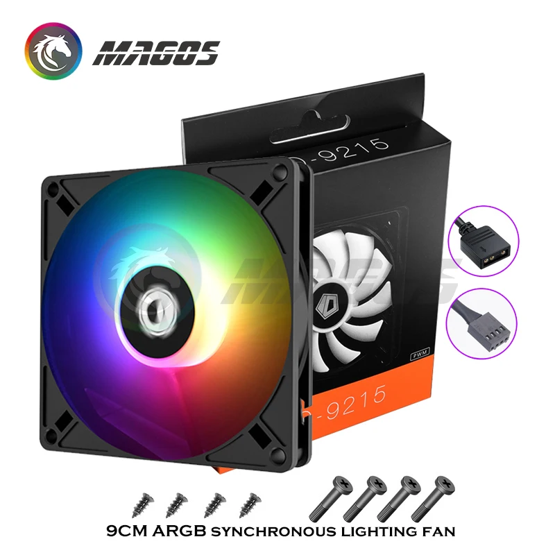 Computer-Case-Fan-9cm-RGB-PWM-Cooling-Slim-Fan-90mm-4pin-CPU-Cooler-5V ...