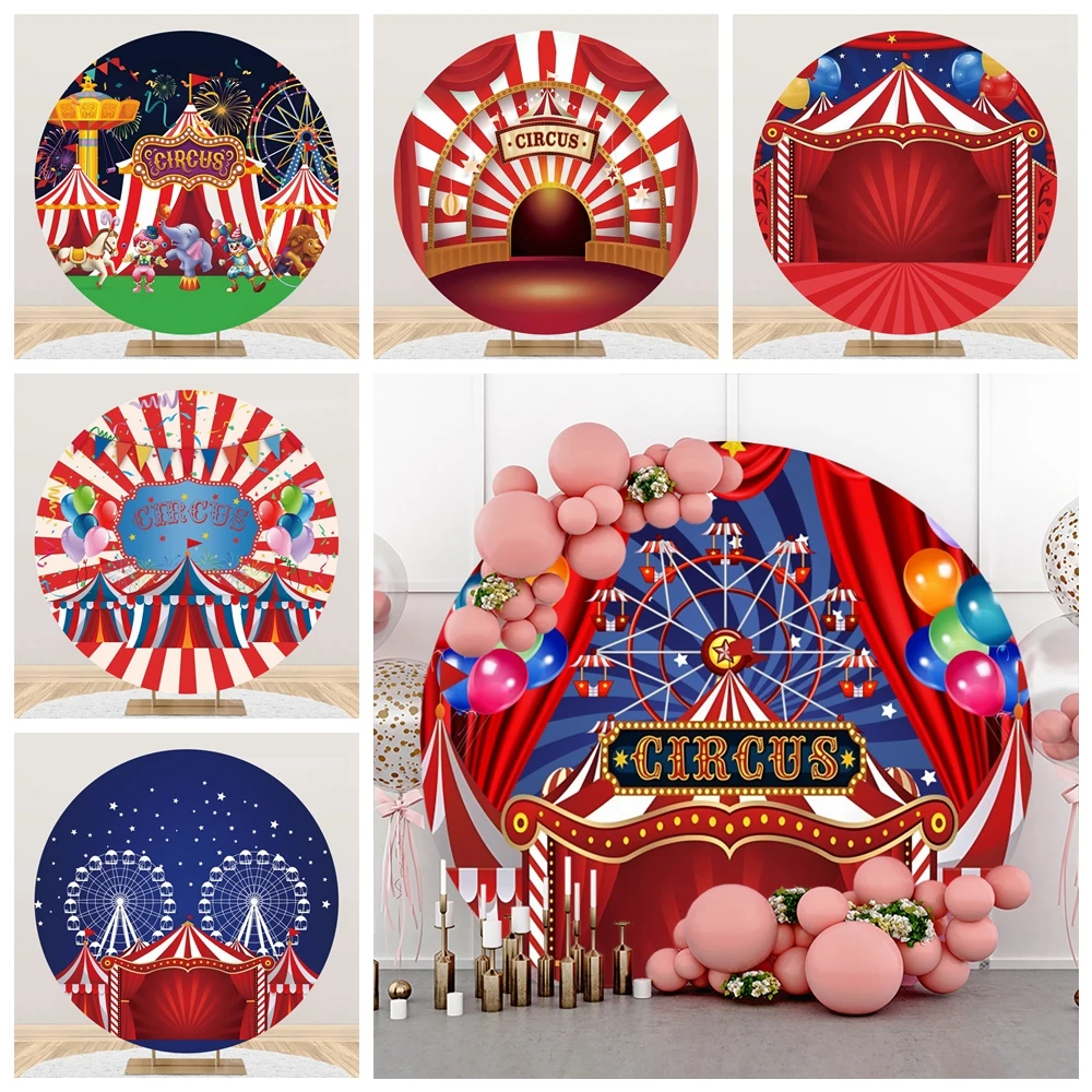 Circus Round Backdrop Cover Carnival Night Red Stripe Tent Stage Pink ...