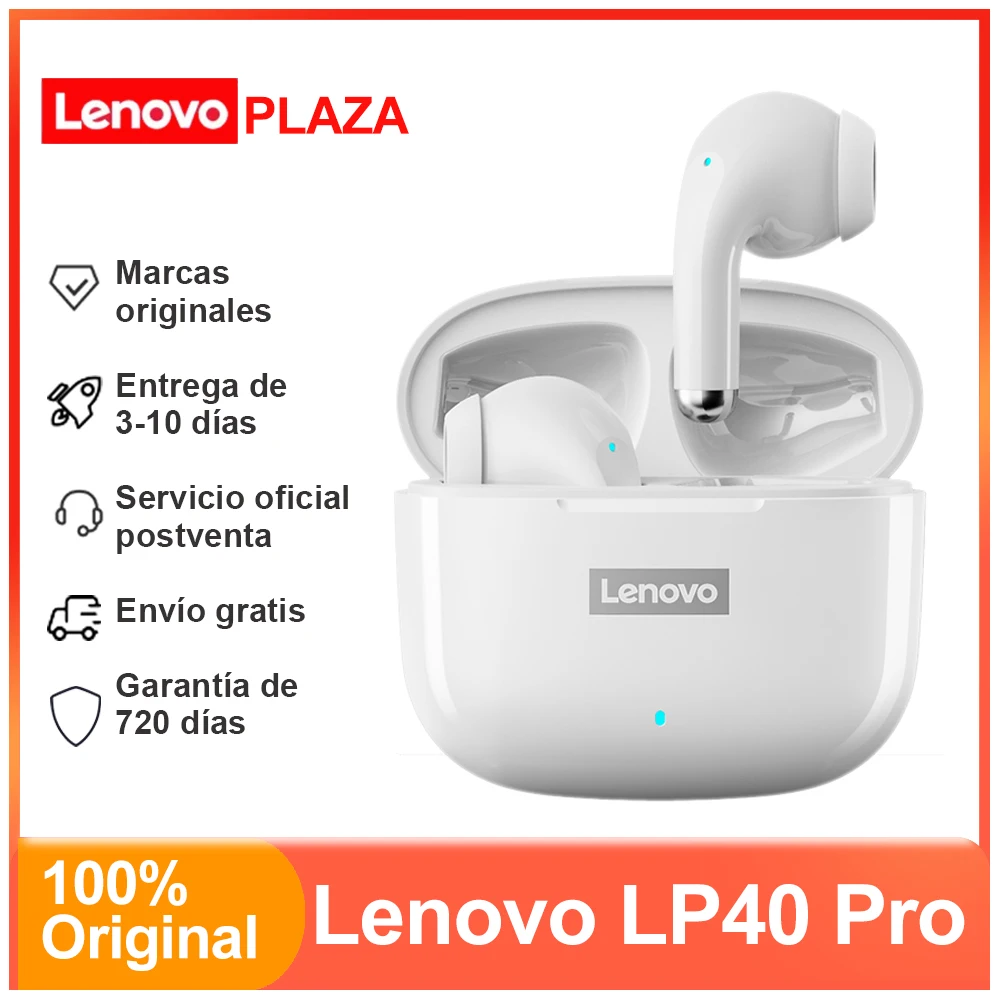Lenovo auriculares inalámbricos LP40 Pro TWS con Bluetooth 5,1, cascos deportivos HIFI con ...