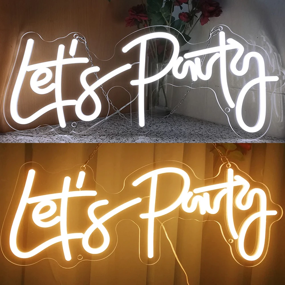 Big-LED-Lets-Party-Sign-Birthday-Decoration-Dimmer-Led-Light-Baby-Party ...