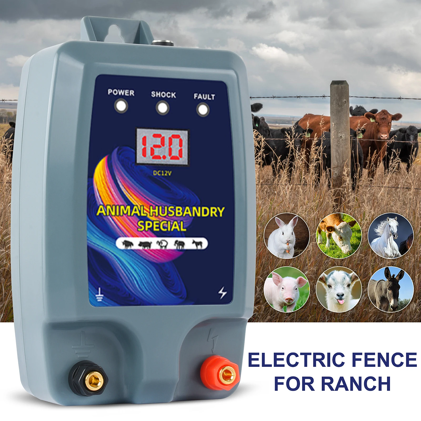 10KM-Electric-Fence-12V-Pulse-Energizer-High-Voltage-Pulse-Farm-Poultry ...