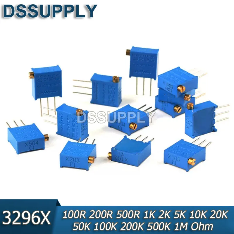 3296X-1K-2K-5K-10K-20K-50K-100K-200K-500K-1M-Ohm-Resistanceohm-Trimpot ...