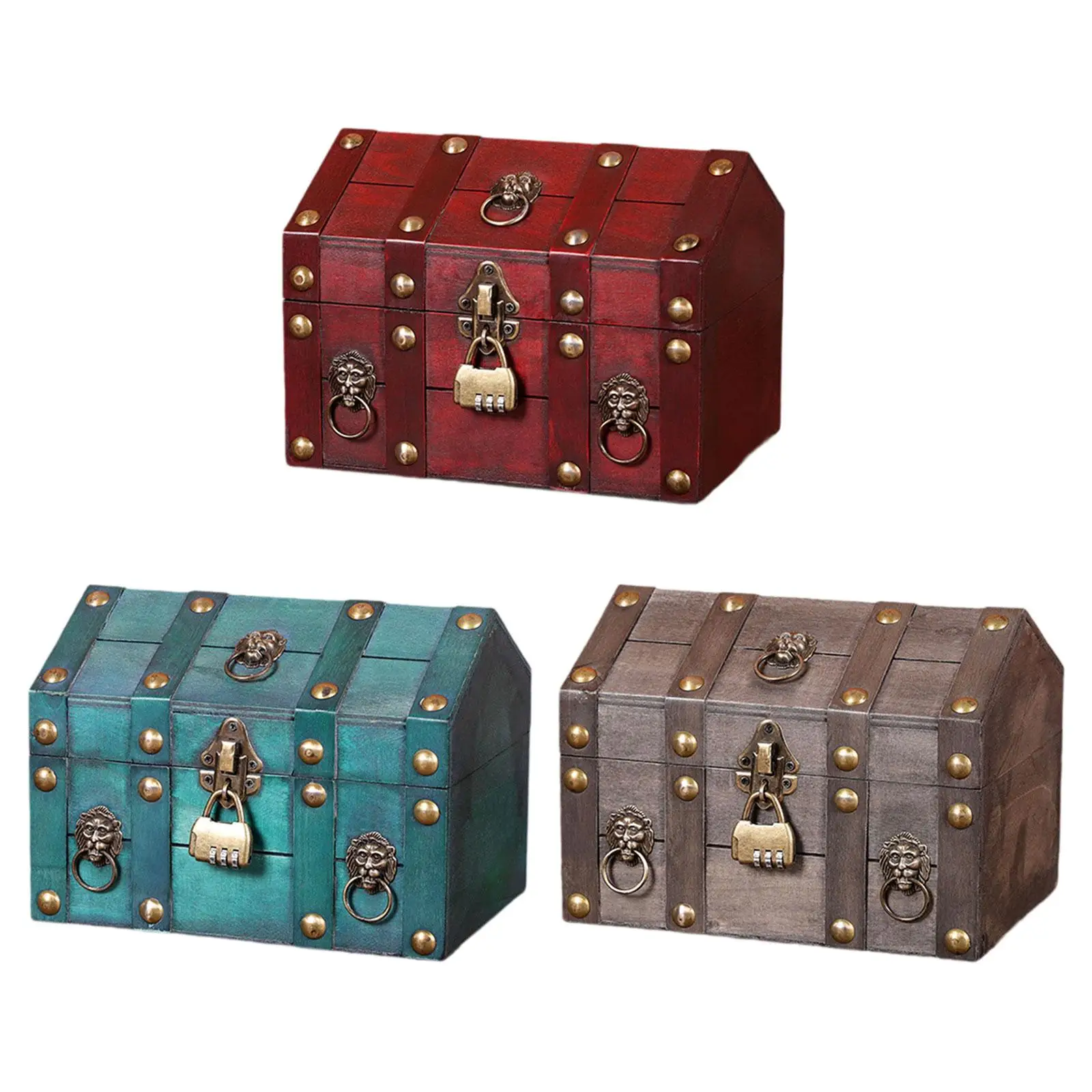 Pirate-Treasure-Chest-Wood-with-Coded-Lock-with-Hinged-Lid-Handmade ...