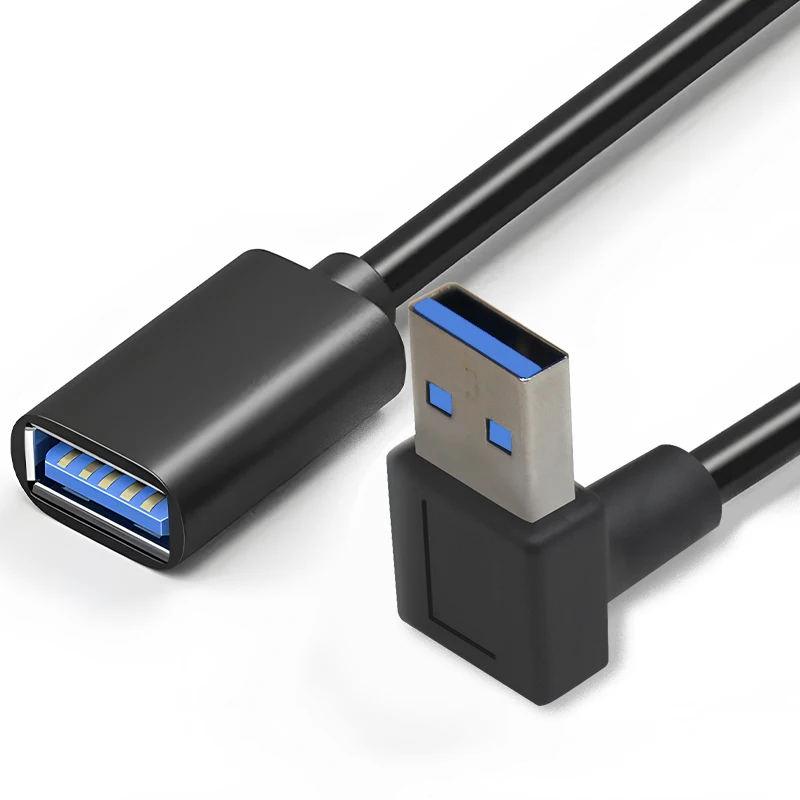 0.3M 90 Degree USB 3.0/2.0 Male to Female Adapter Cable Angle Extension ...